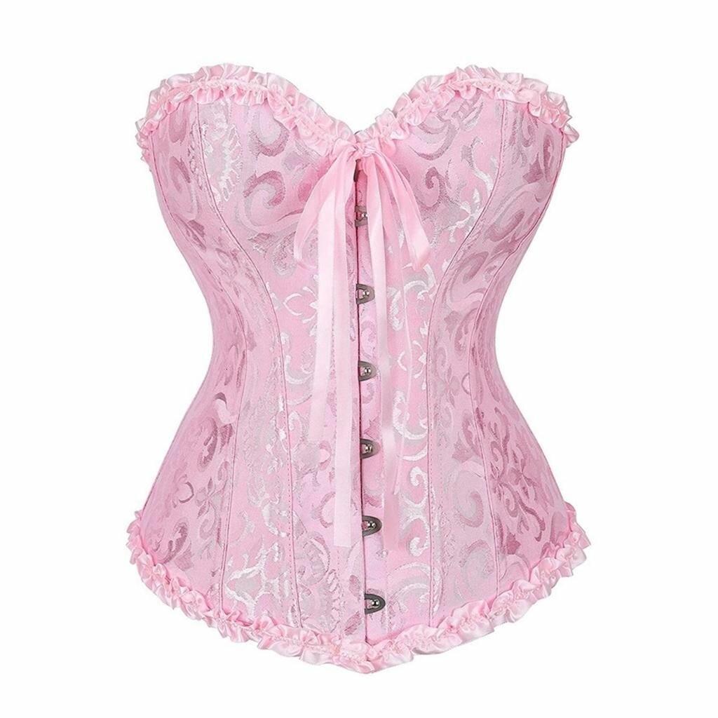 Ретро готический корсет с регулируемыми шнуровками, Розовый - M
