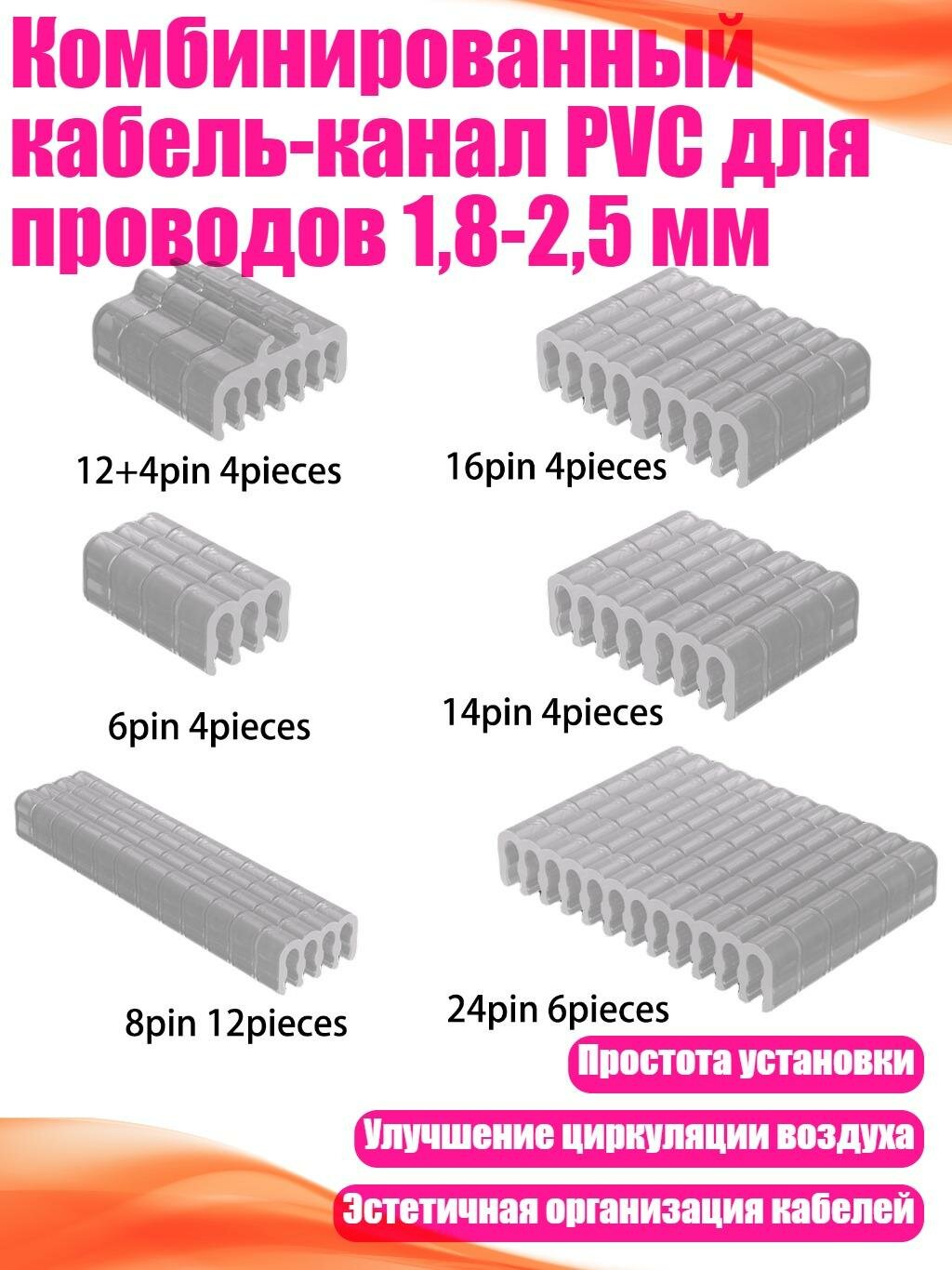 Комбинированный кабель-канал PVC для проводов 1,8-2,5 мм, Полностью прозрачная крышка
