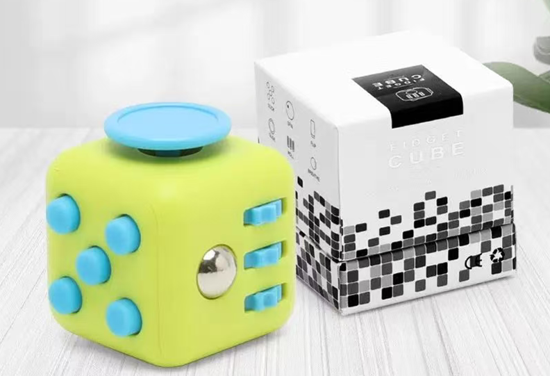 Антистресс-куб Cube с кнопками, успокаивающая игрушка для рук, синий травяной