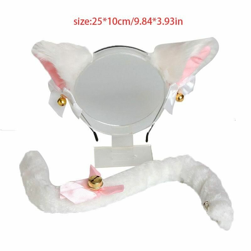 Стильная повязка на голову с кошачьими ушками и пушистым хвостом, Косплей на Хэллоуин для женщин и взрослых