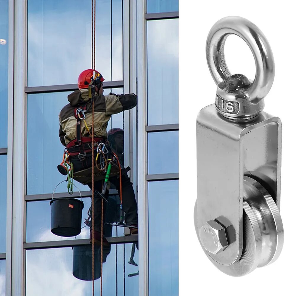 Набор из 2 прочных подвесных блоков из нержавеющей стали для тросов и подъёма