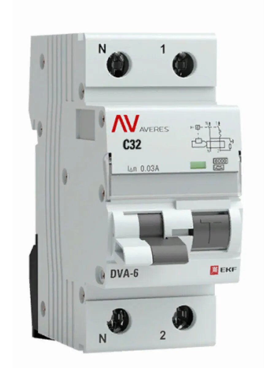 Дифференциальный автомат DVA-6, rcbo6-1pn-32C-30-ac-av