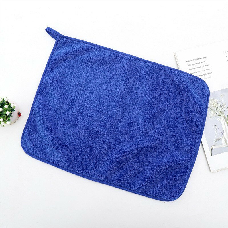 Коралловый флисовый абсорбирующий тряпка для кухни, ванной, авточистки - синяя, 30x40см