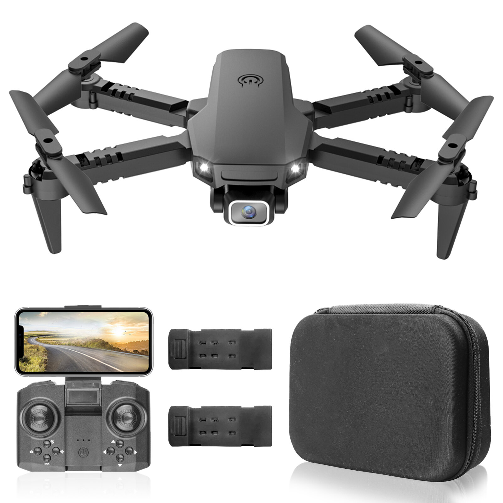 Квадрокоптер X1 RC Drone с камерой 4K Dual Camera WiFi FPV Мини Раз접ный с функцией Trajectory Flight Headless Mode 3D Flight с сумкой для хранения 2 батарейки