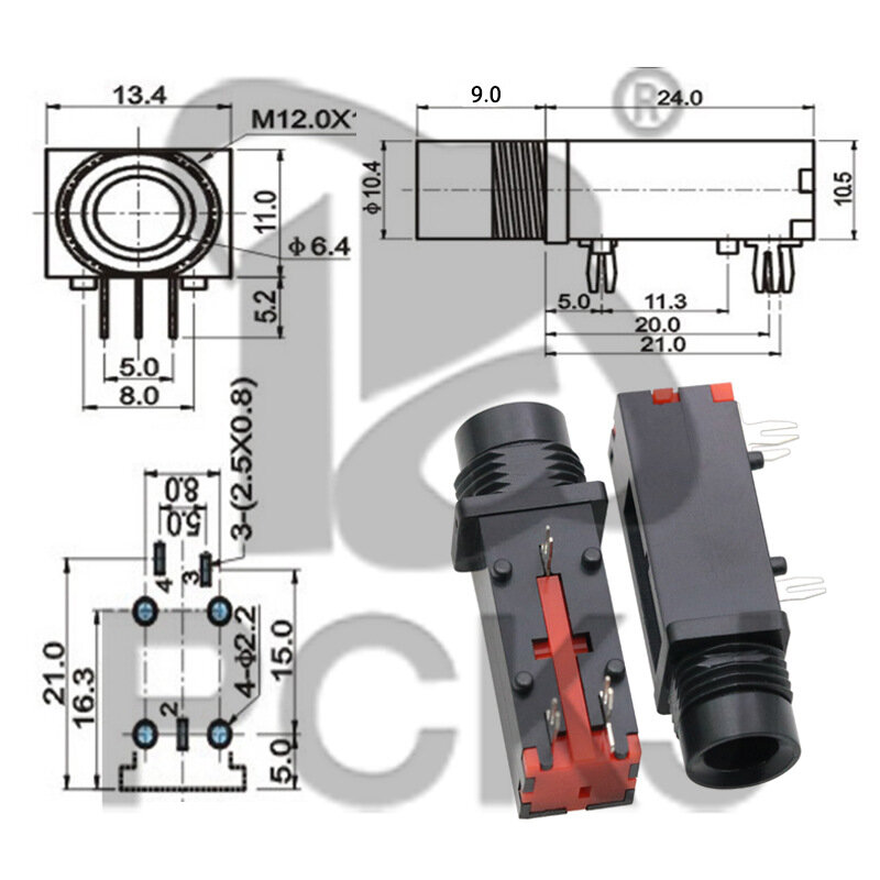6.35 Аудио разъем разъем для наушников Монофокальный/двойной микрофон усилитель микрофона динамик разъем 6.35-308