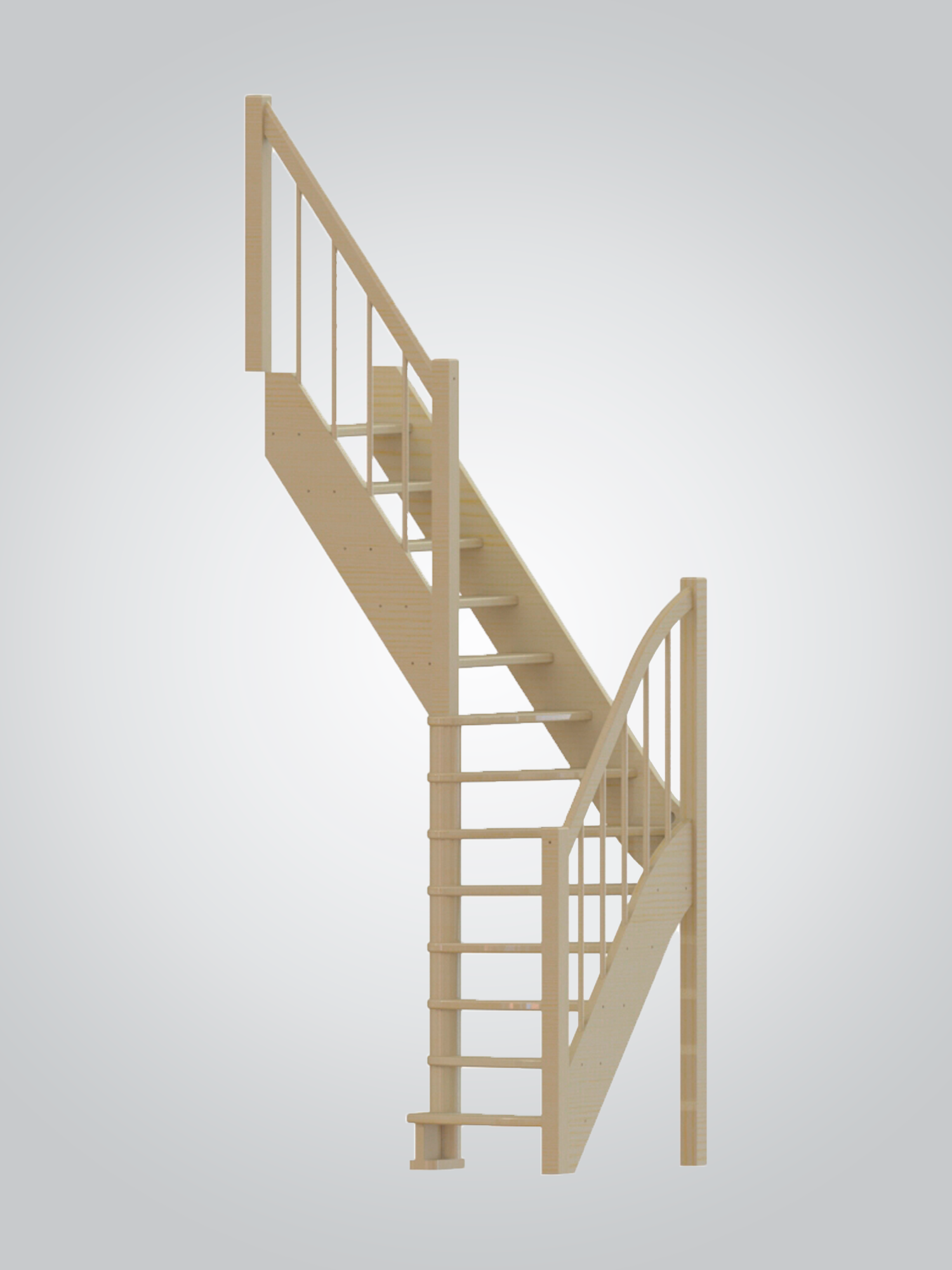 Лестница на второй этаж ЛС-91м+2 Левая под покраску