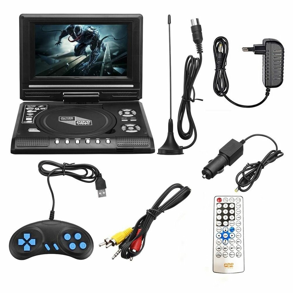 Портативный 7,8-дюймовый домашний автомобильный DVD-плеер HD VCD CD MP3 HD EVD-плеер с функциями TV/FM/USB/игр - вилка ЕС