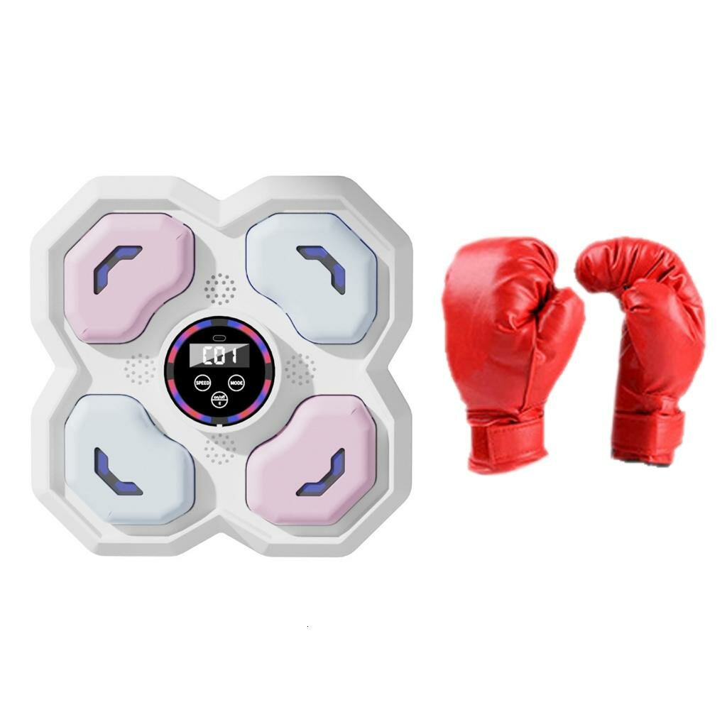 Боксёрская груша настенная с LED-подсветкой и перчатками, Белые боксерские перчатки