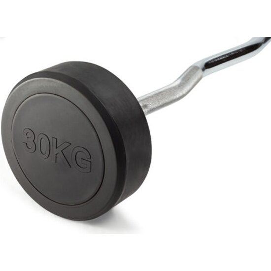 Штанга неразборная обрезиненная Victoryfit 30 кг. Изогнутый гриф.