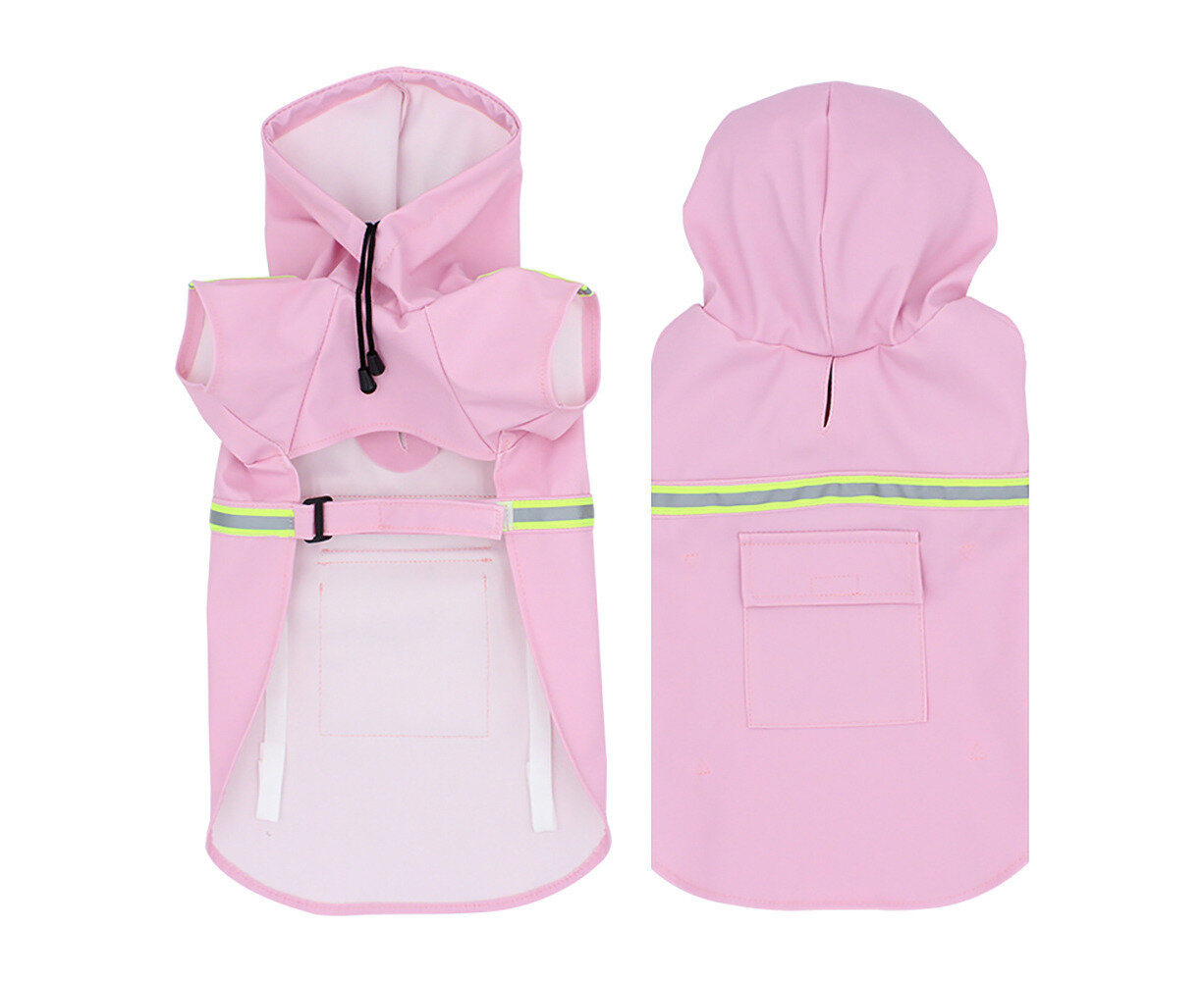 Дождевик Для Собак: Водонепроницаемый Полиэстер С Капюшоном - Жилет С Регулируемыми Ремнями И Отражающими Полосками Для Собак Мелких И Средних Пород