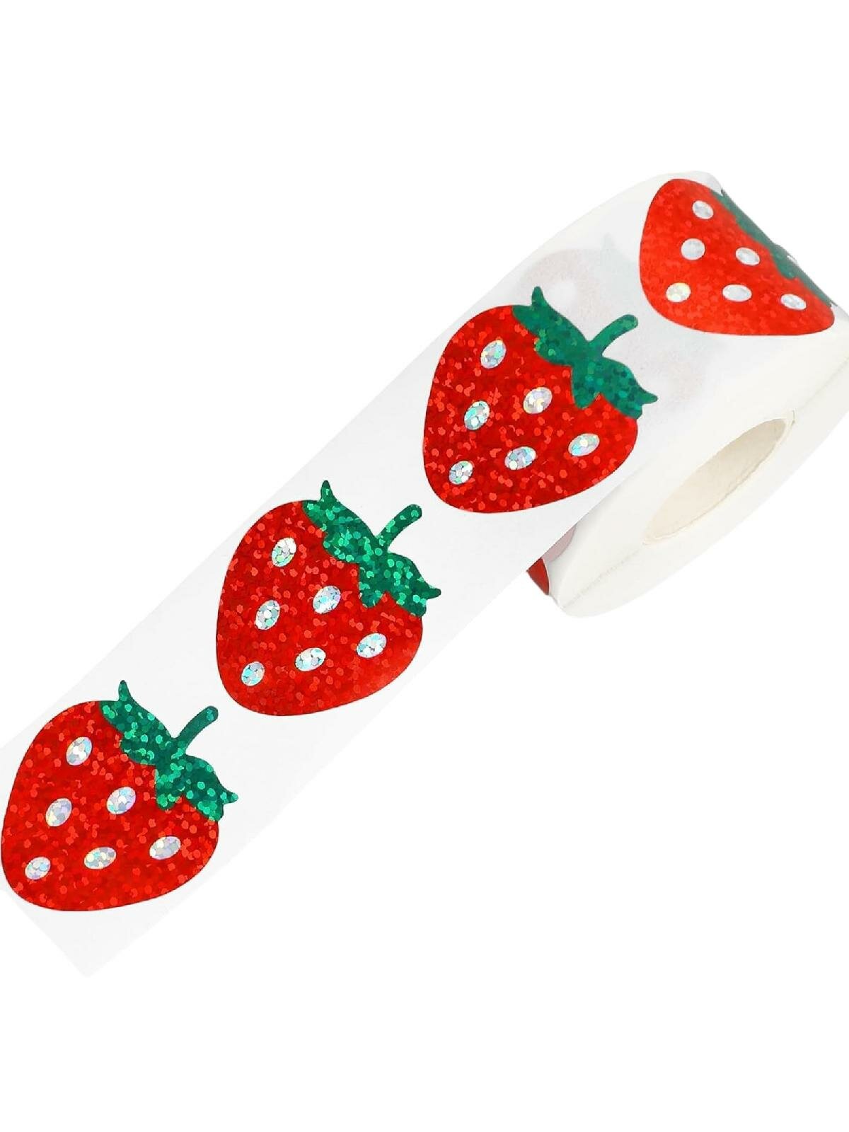 500 наклеек, лазерная наклейка в форме клубники 2,5 см