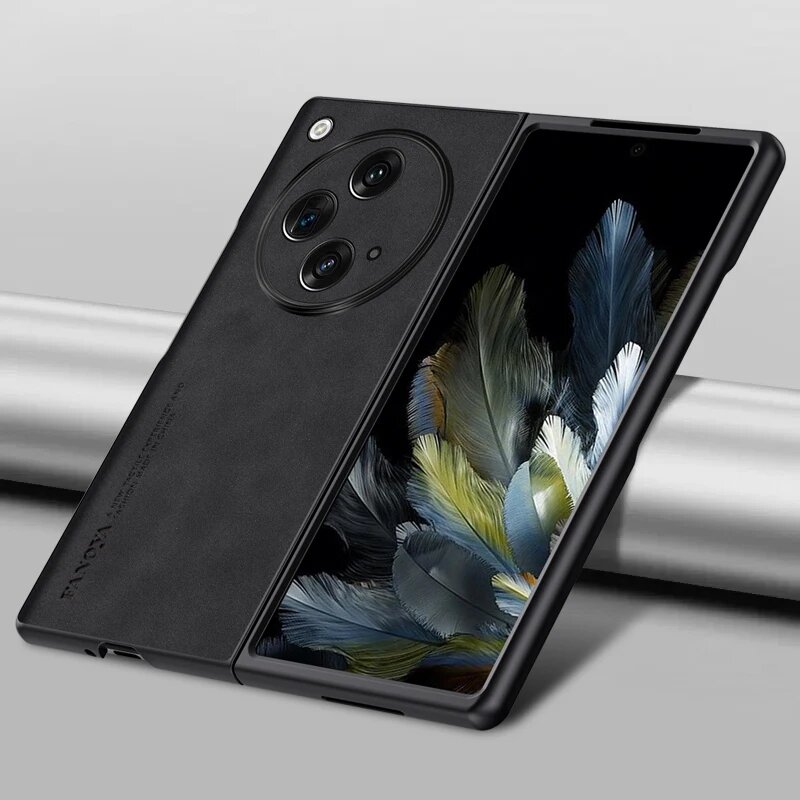 Кожаный чехол для OnePlus Open, черный