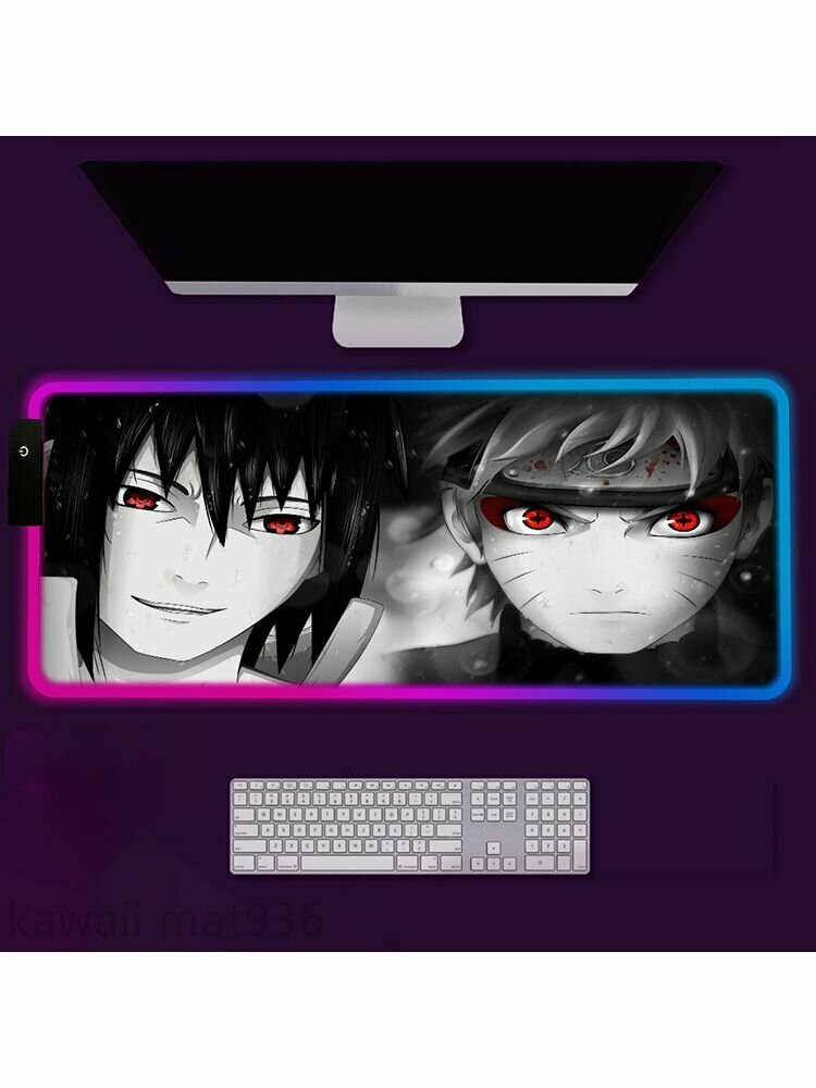 RGB LED NARUTO Светящийся ковер для рабочего стола из аниме-мультфильма "Наруто", размер 40x90xxl