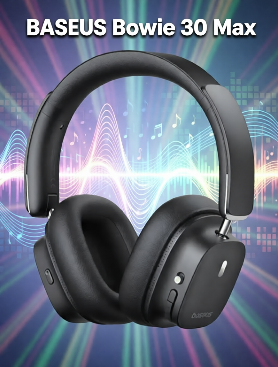 Беспроводные/проводные наушники Baseus Bowie 30 Max, охватывающие, черный