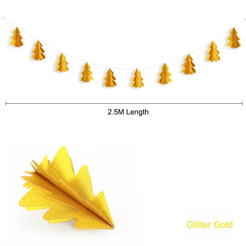 Мини Рождественская елка из картона Желтый, Glitter Gold A