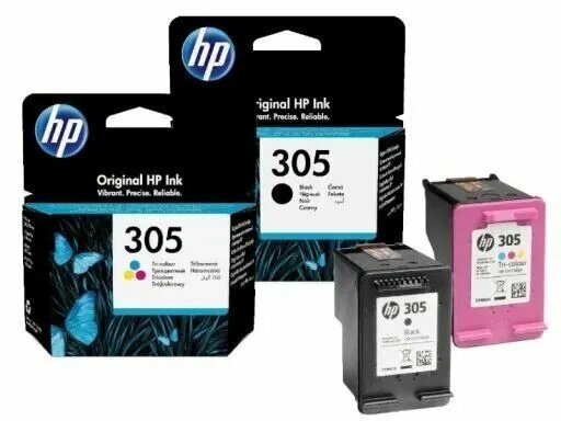 HP Картридж 305 3YM61AE + 3YM60AE, оригинал, Набор CMYK, 2 шт классический вариант серии