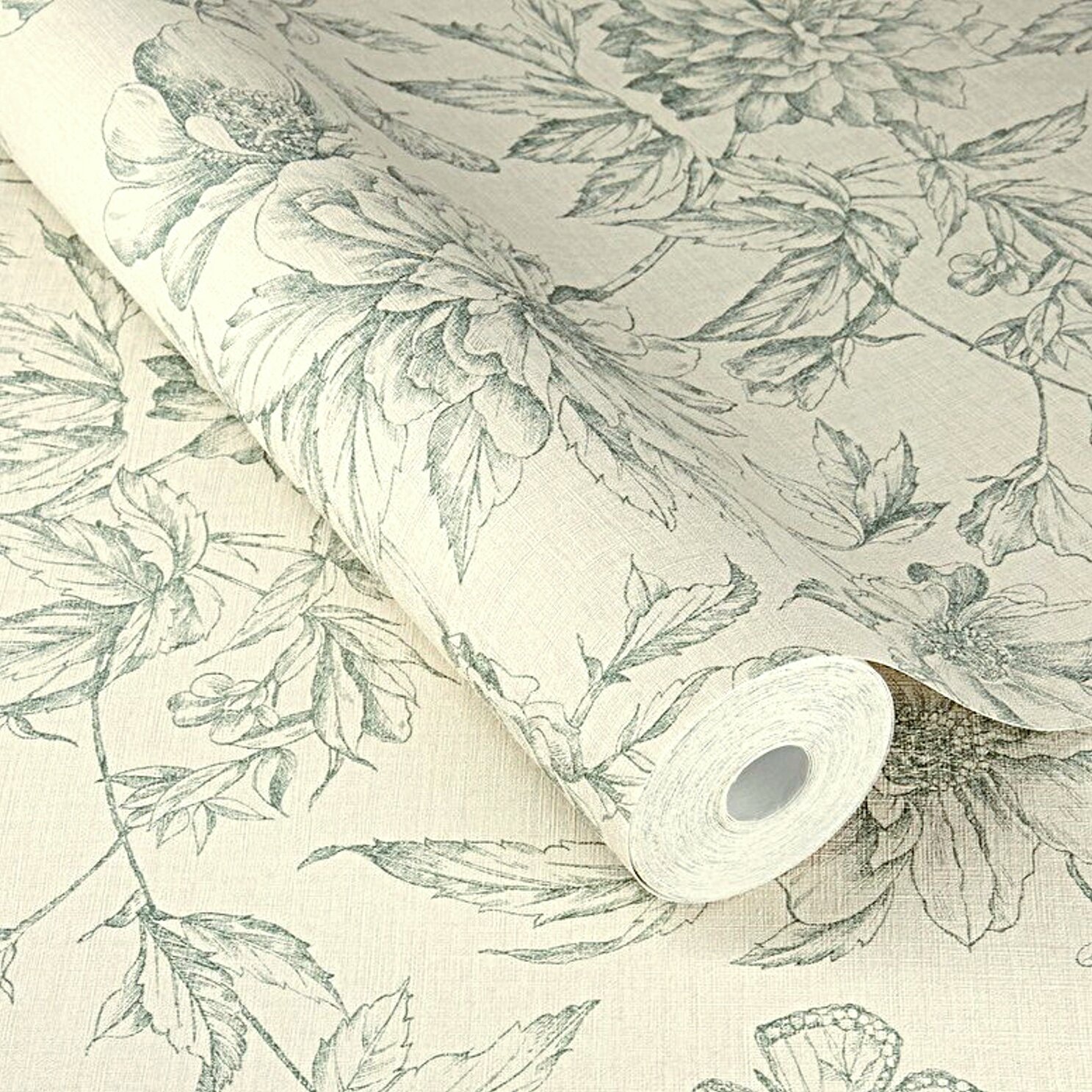 Обои флизелиновые Rasch Beltesto. Матовые моющиеся, с рисунком цветы, бежевые зеленые