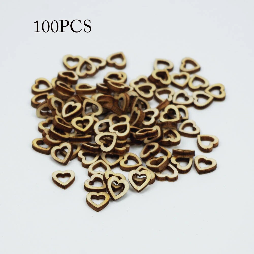 Деревянные сердечки 1 см, 100 шт, цвет I
