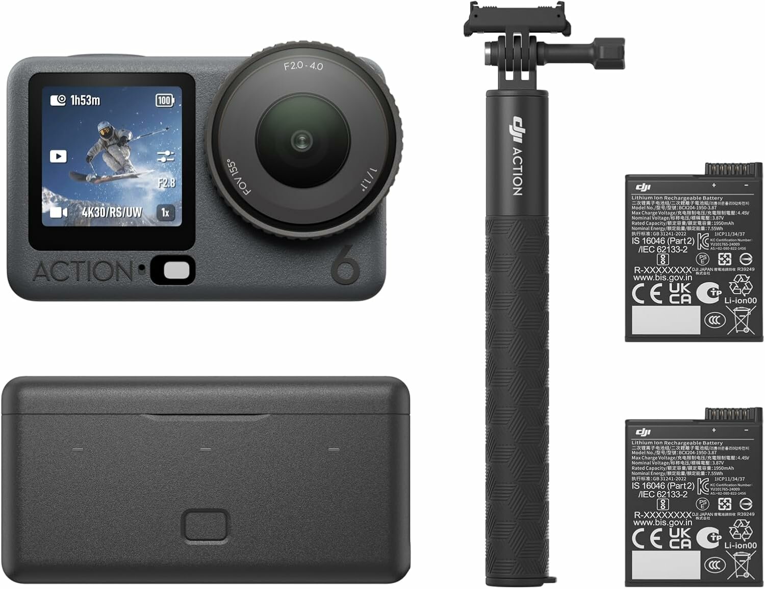 DJI Экшн-камера DJI Osmo Action 6 Combo Enhanced, черный, темно-серый