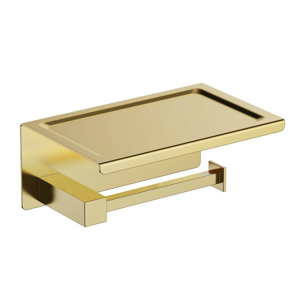 Бумагодержатель с полкой для телефона Timo Selene 17044/17 золото матовое