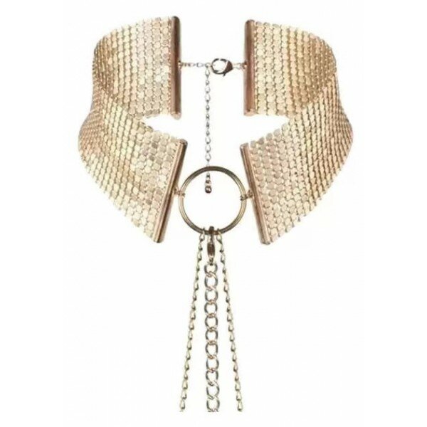 Стильный металлический ошейник-портупея Bijoux Indiscrets Desir Metallique Collar Gold