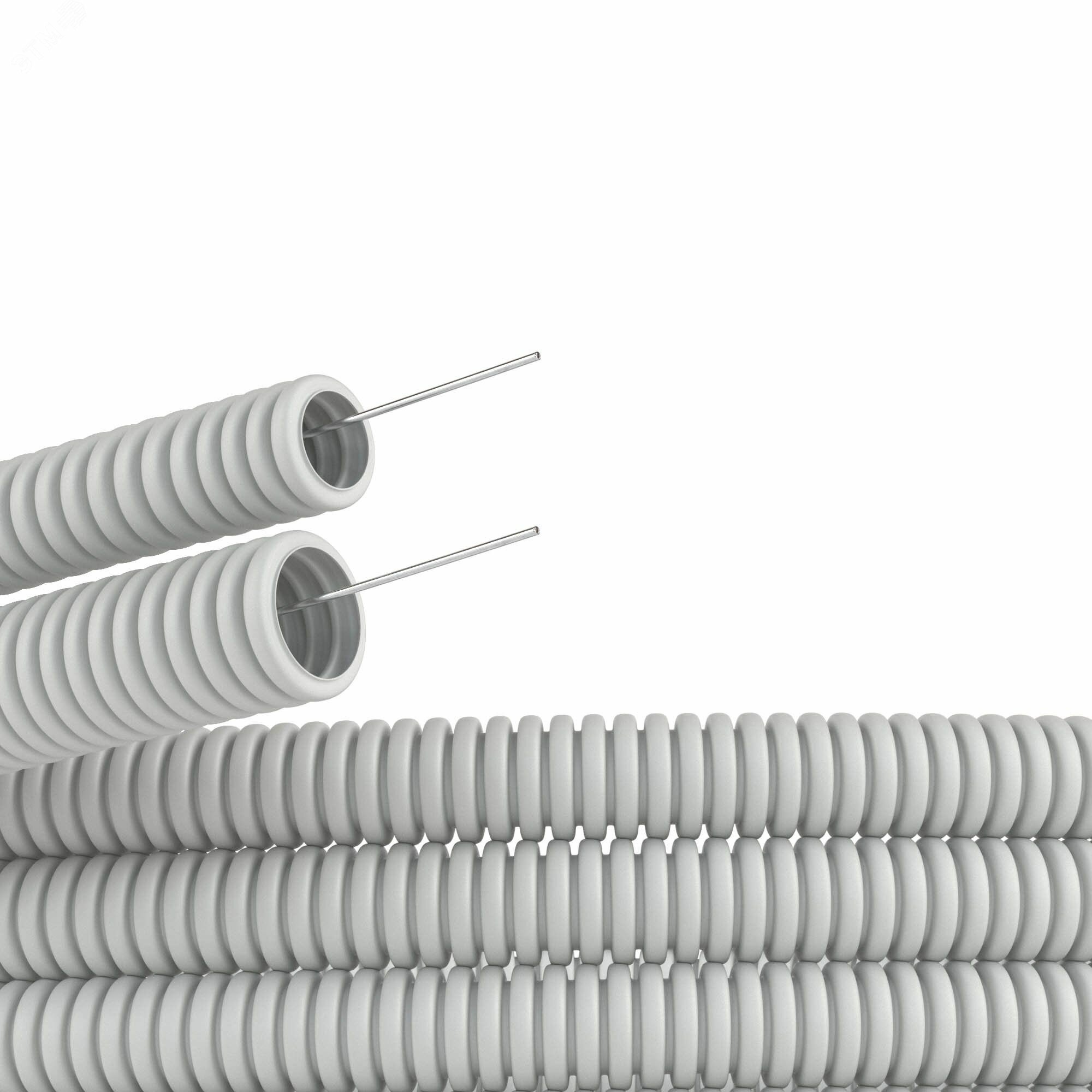 Труба гофрир. ПВХ гибкая d50мм серая с протяжкой легкая (30м) ДКС