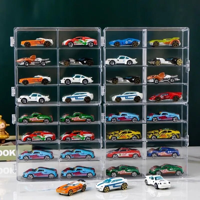 Органайзер для машинок HOT WHEELS на 8 авто, акриловый, с отдельными ячейками (1:64, 19.5х17х4.4 см)