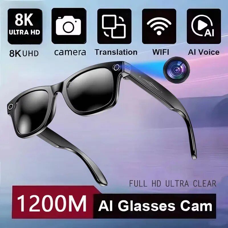 Умные очки с камерой 8K Black sunglasses