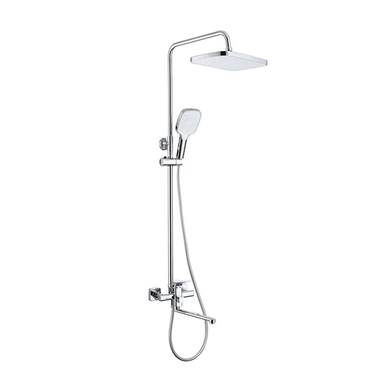 Душевая стойка ProHanss P62 P62.24 со смесителем, хром, глянцевая, душевая система с тропическим душем, с изливом, с лейкой