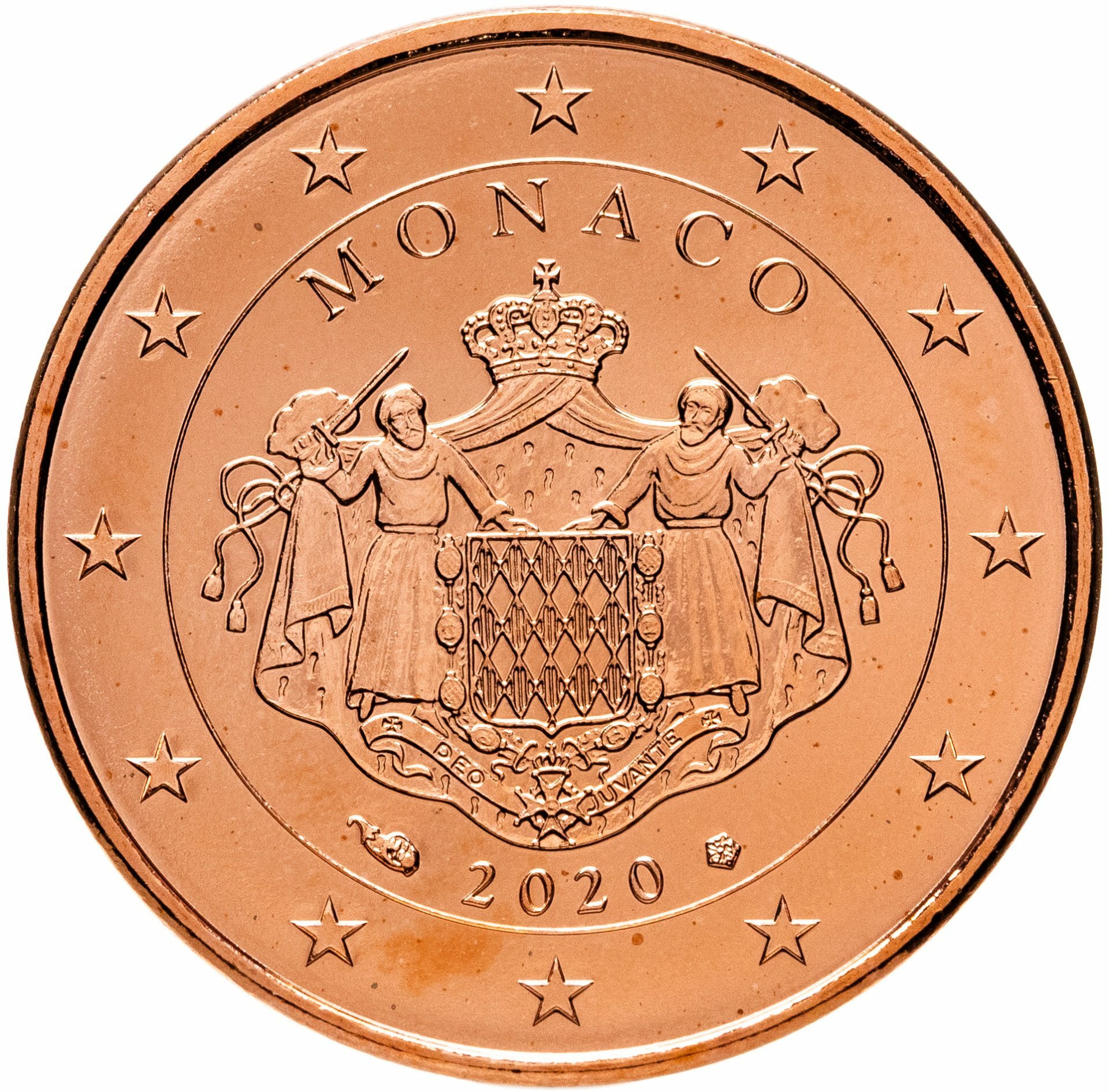 Монако 5 центов cents 2020, Биметалл, в сохранности BUNC