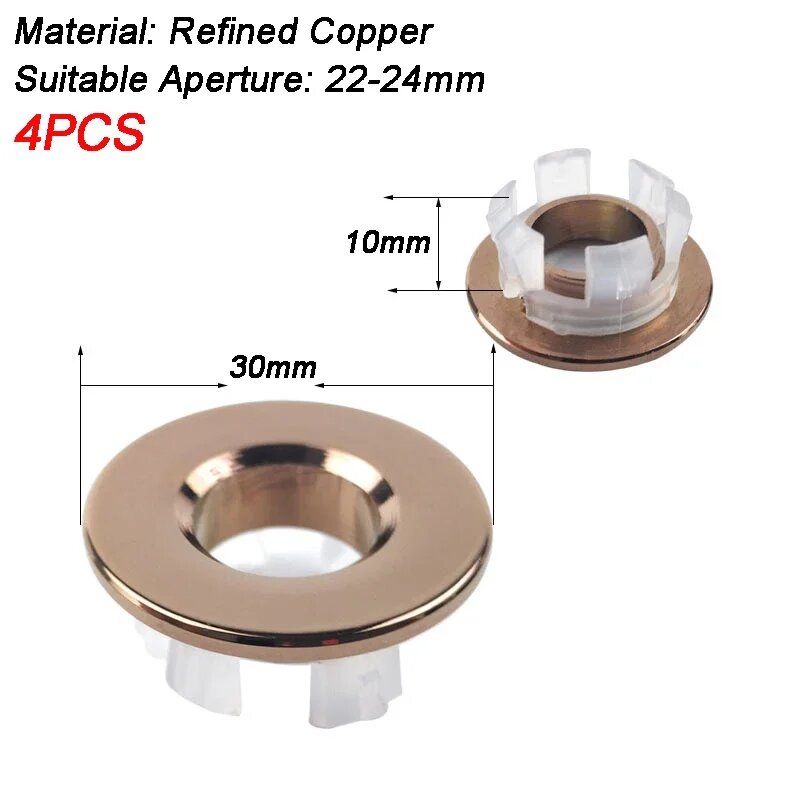 Крышка перелива для раковины RoseGold 30x22-24мм 4шт