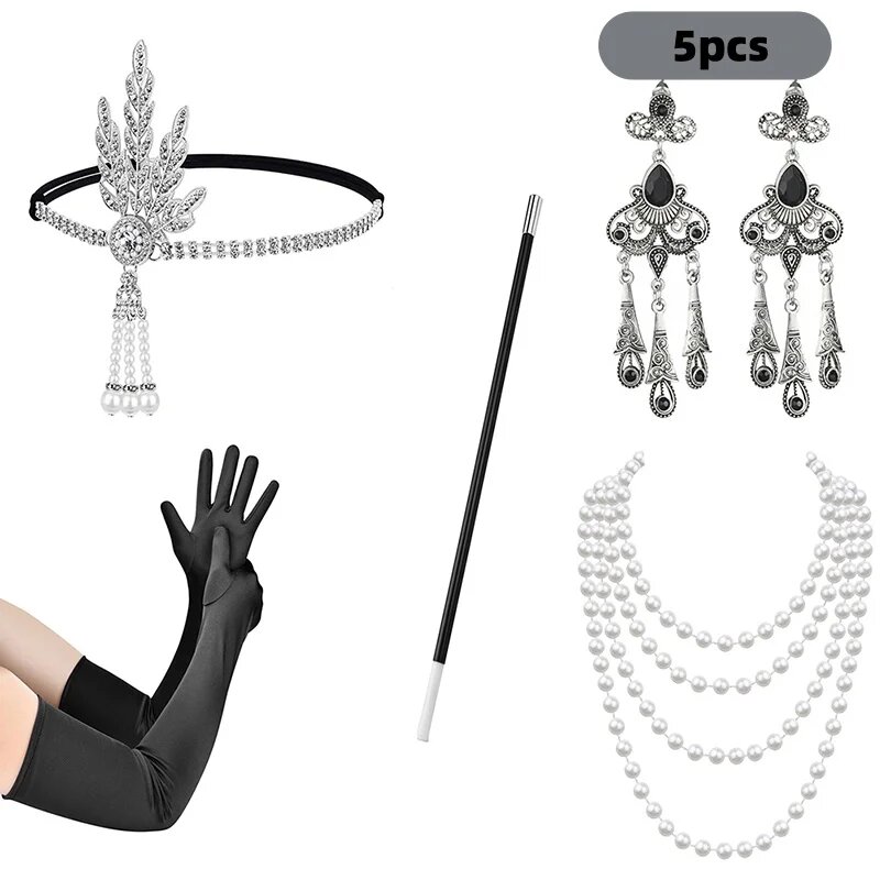 Аксессуары для косплея 1920-х годов для женщин Серебряный, MR-29