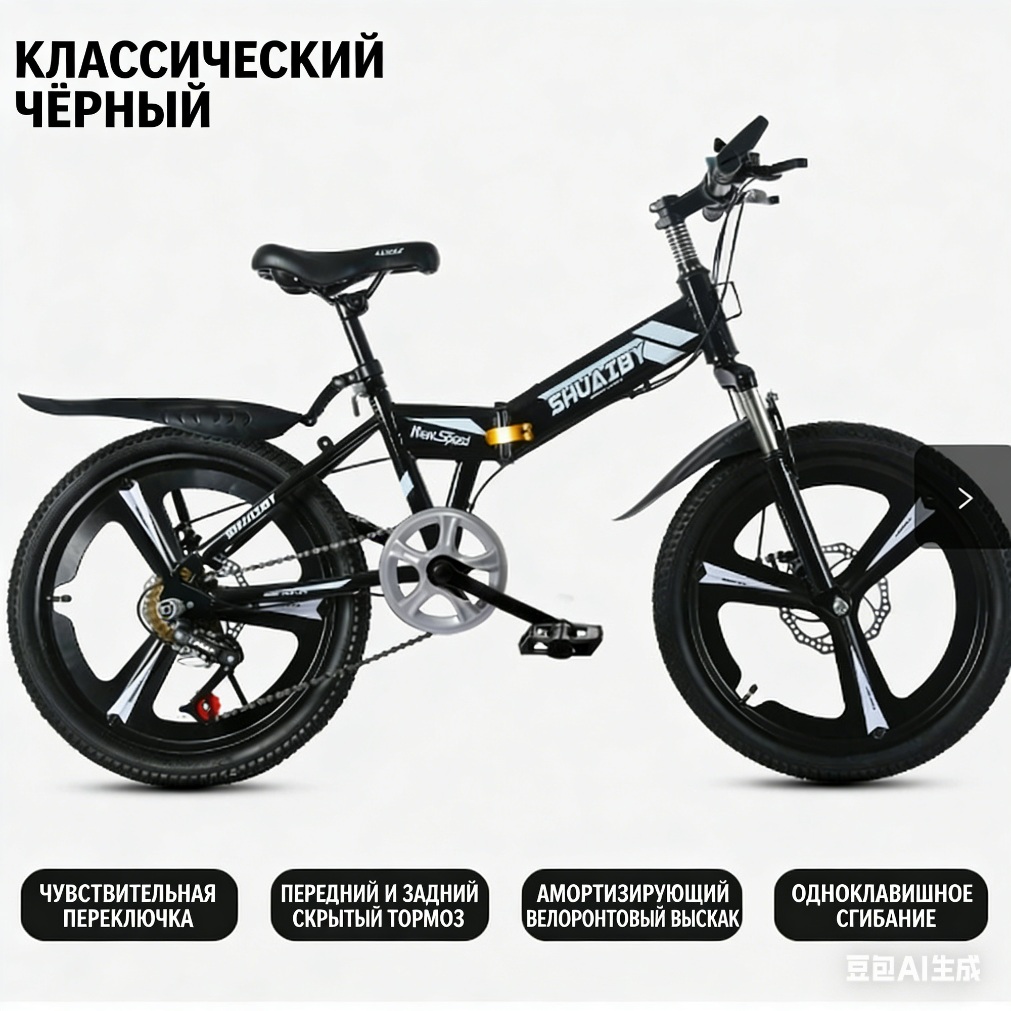 Folding bike 6-12 years old, variable speed shock-absorbing mountain bike двухколесный, для девочек и мальчиков, 20"