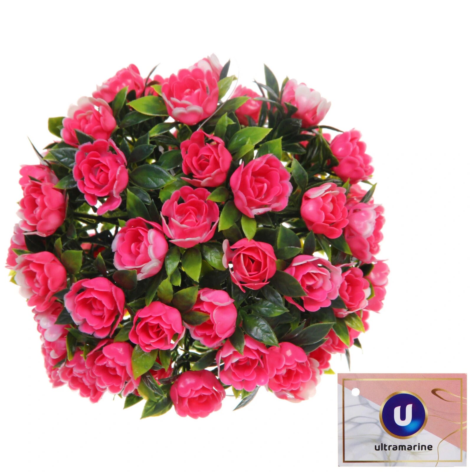 Шар декоративный «Самшит» 17 см, искусственные цветы фуксия, Пвх, для дома и сада Ultramarine