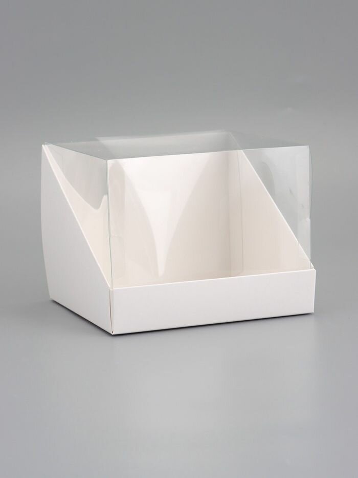 Коробка под бенто-торт, белая, с прозрачной крышкой, 16 16 12.5 см
