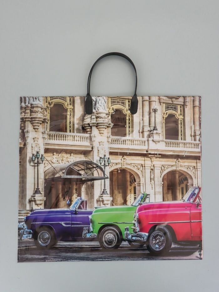 Пакет Куба , полиэтиленовый с пластиковой ручкой, 38 34 + 3 см, 90 мкм