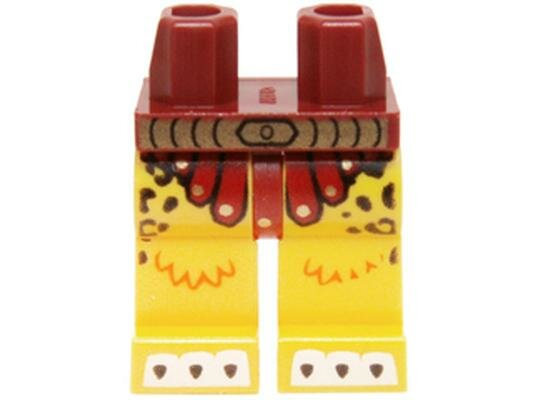 Деталь Lego 970c03pb24 Hips and Yellow Legs with Dark Red and Gold Loincloth, Gold Belt, Leopard Spots and White Toes with Claws Pattern