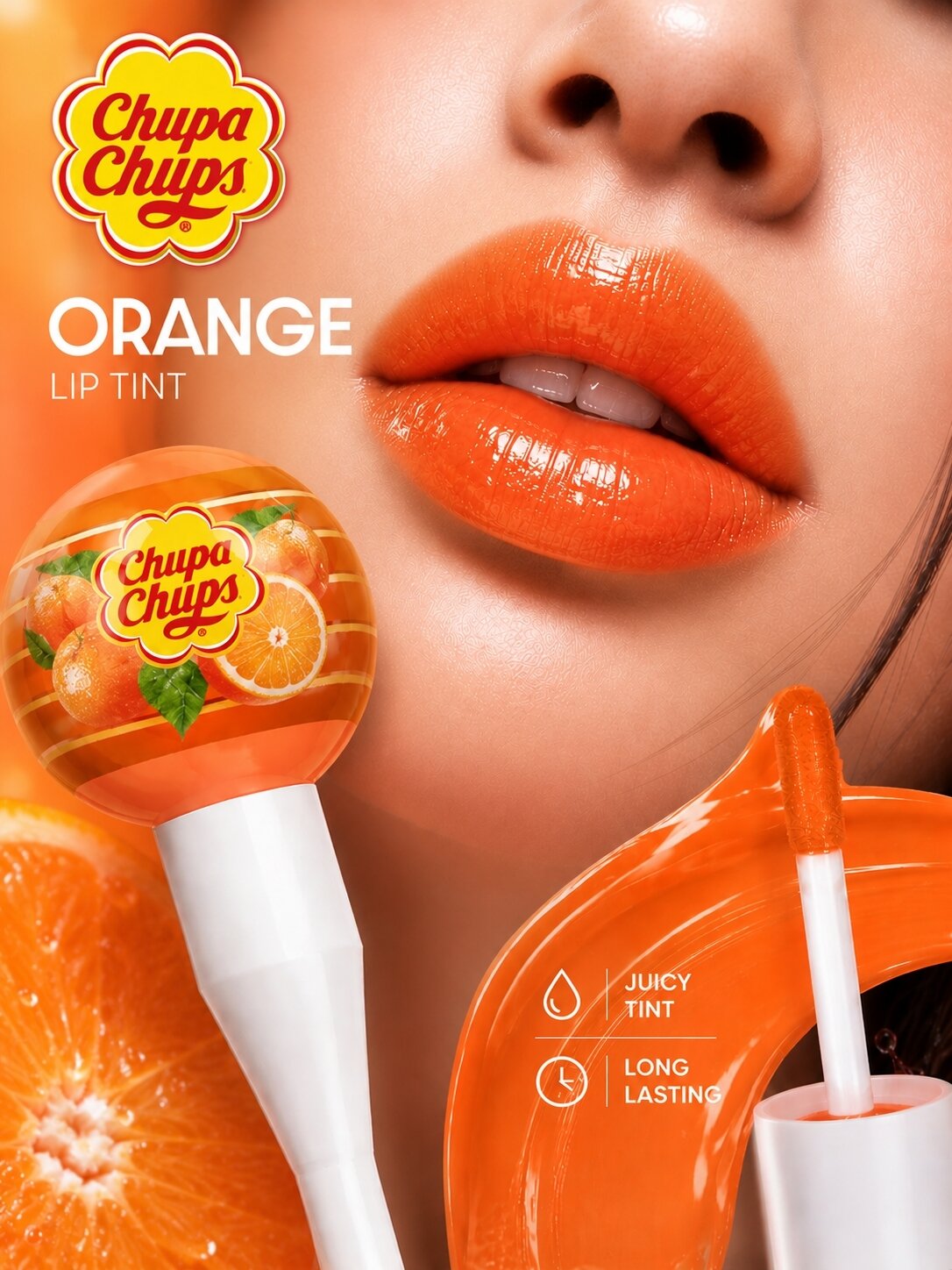CHUPA CHUPS Губная помада, жидкая помада-тинт в оттенке Orange