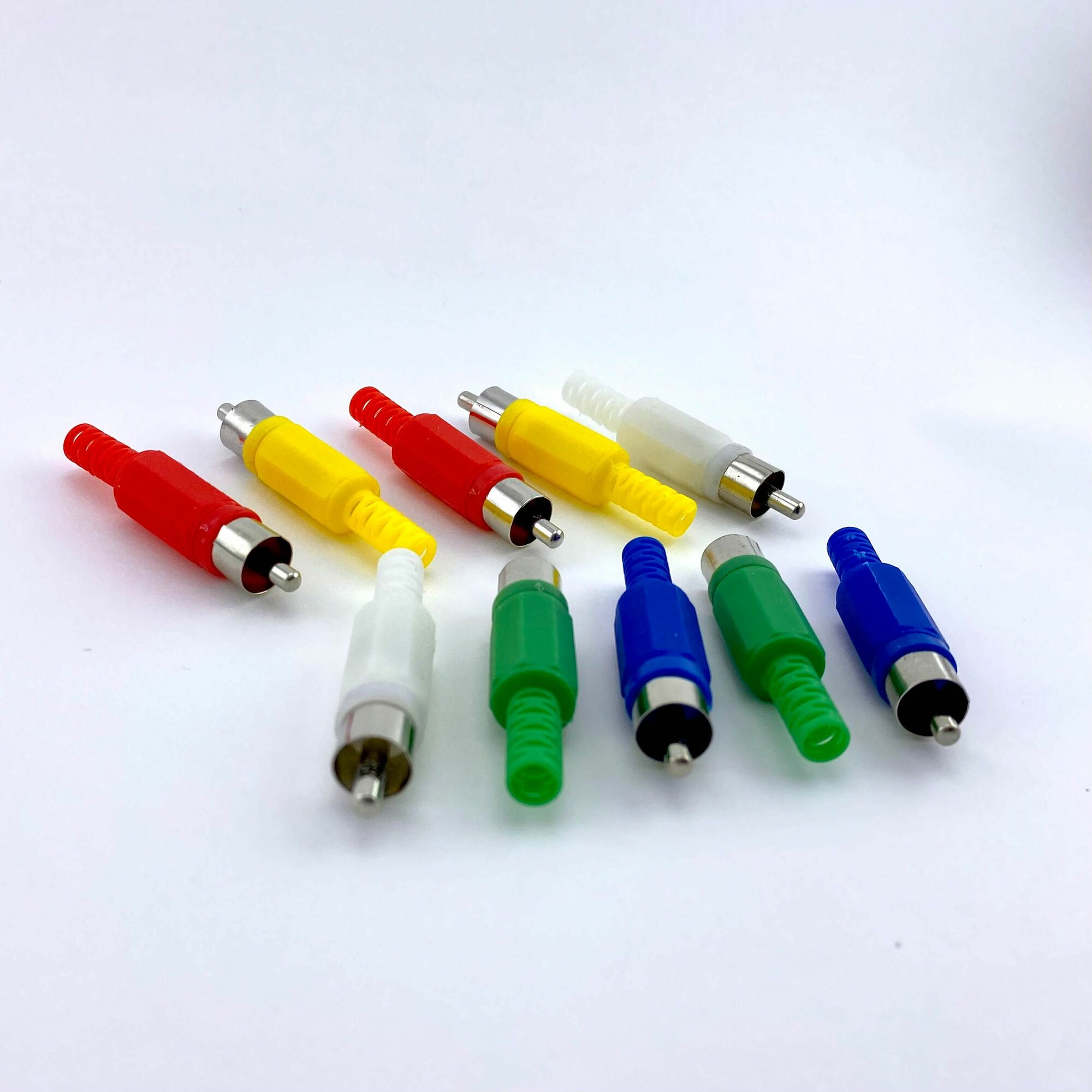 Разъем RCA (тюльпан) штекер пластик, комплект 10 штук