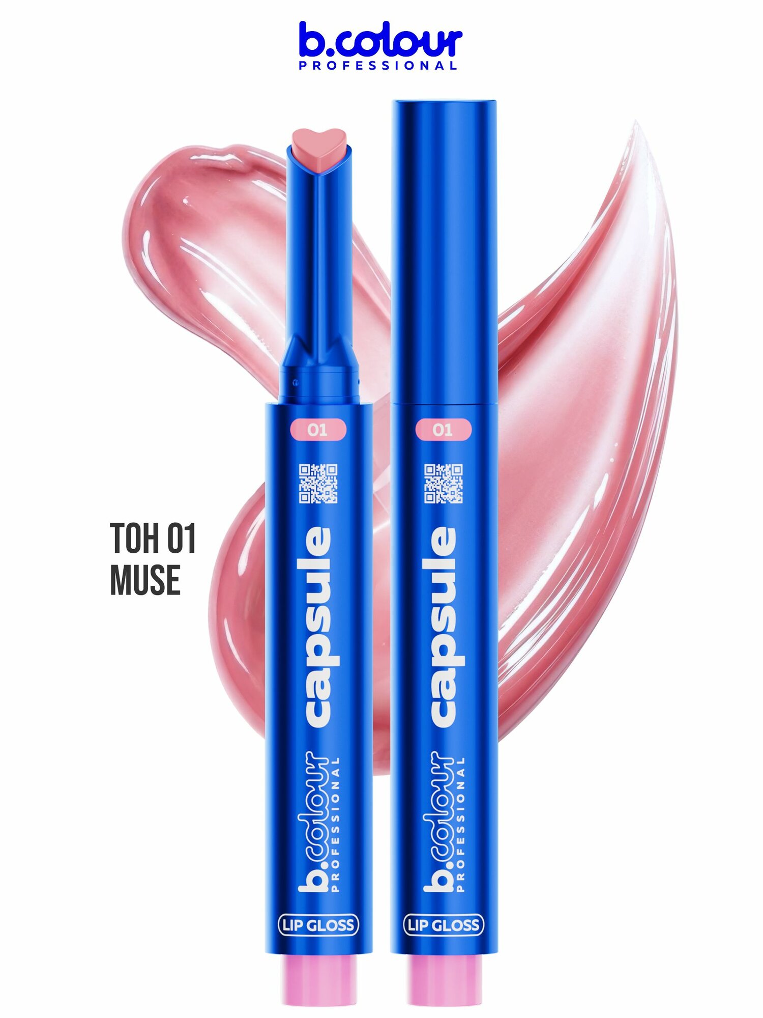 B.COLOUR PROFESSIONAL Блеск для губ бальзам нюдовый увлажняющий CAPSULE 01 Muse средство для губ нюдовый оттенок увлажняющий уход за губами