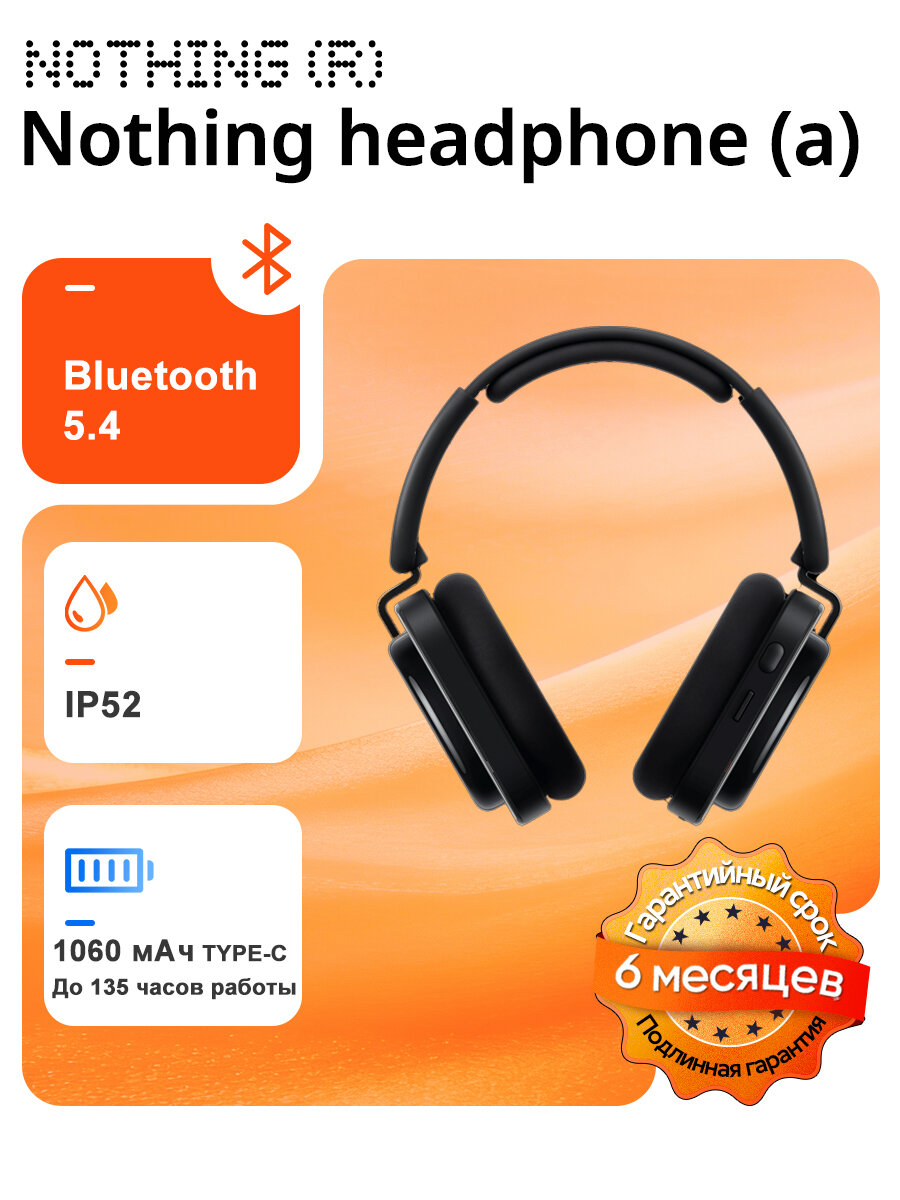Наушники Nothing headphone (a), 1060 MAH,40dB ANC, BT5.4, IP52, черное