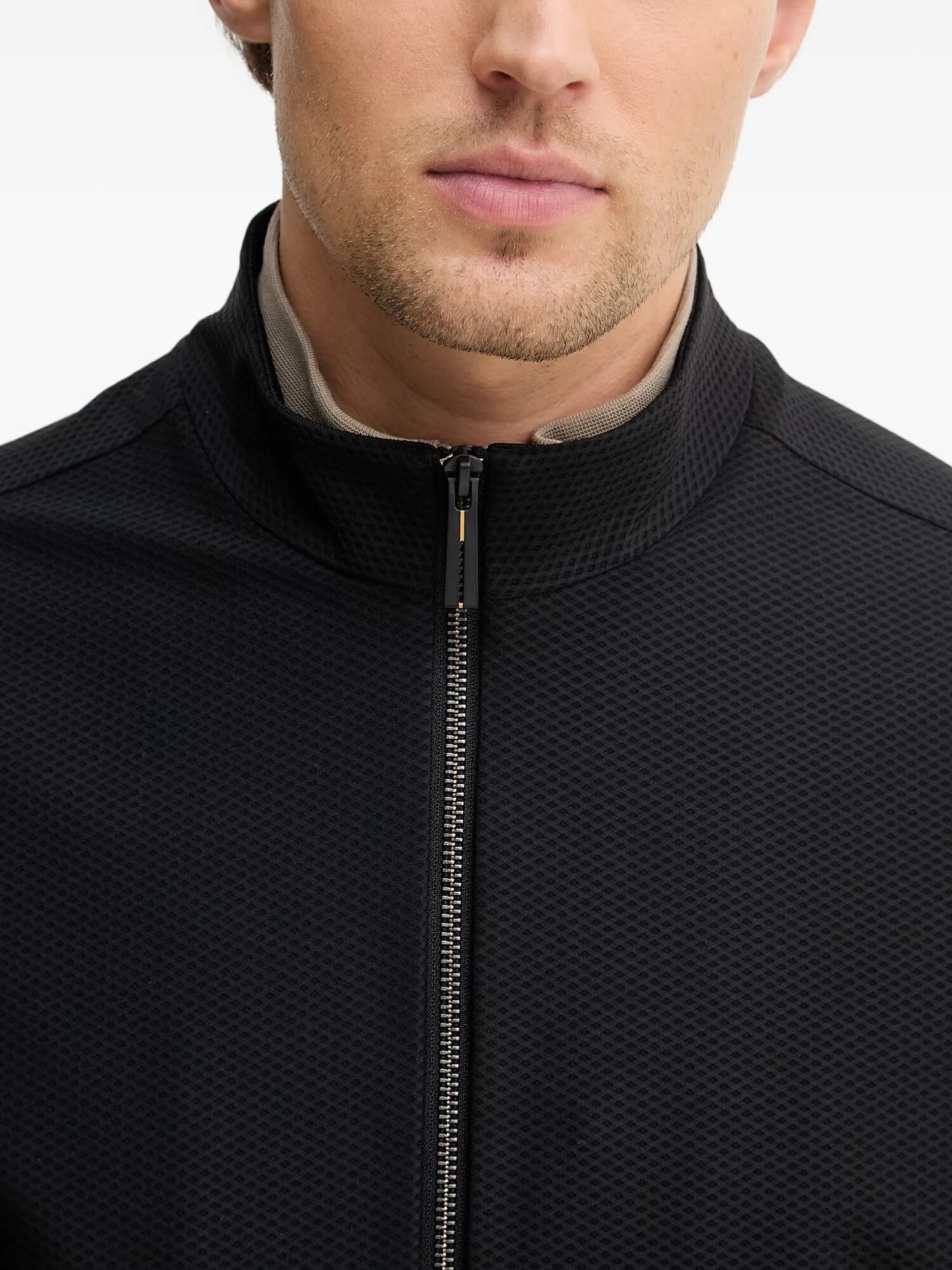 Куртка EA7 EMPORIO ARMANI Zipped geometric bomber jacket, размер 46, черный — фото 1