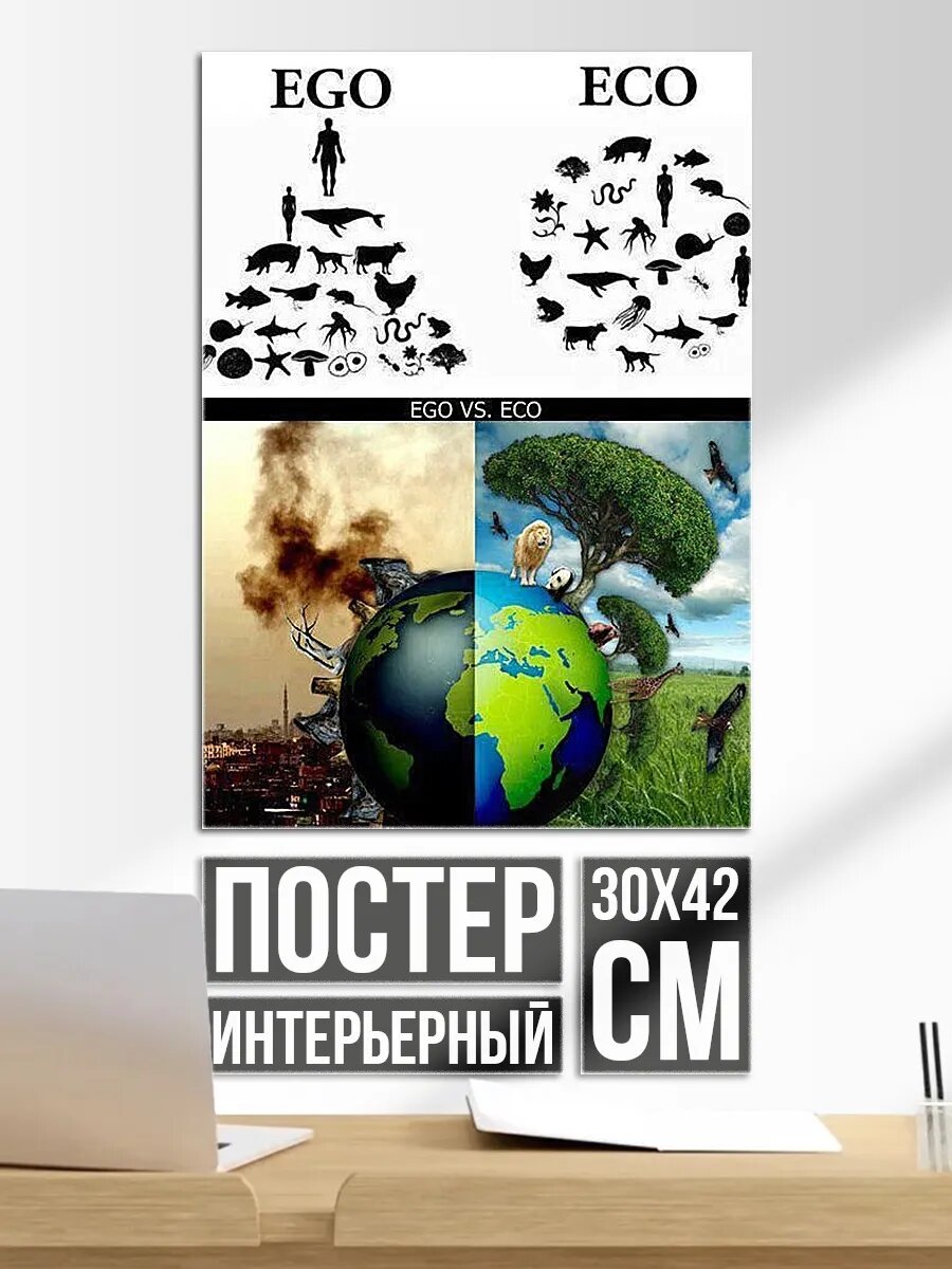 Плакат постер Эго против Эко