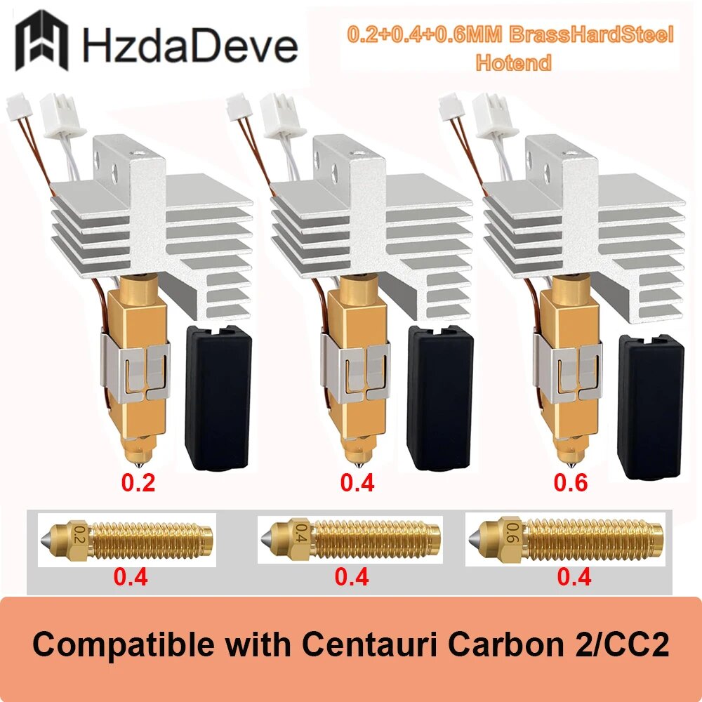 HzdaDeve хотэнд 0.2/0.4/0.6мм для Centauri Carbon 2/CC2, Цвет: HT0.246 3PK