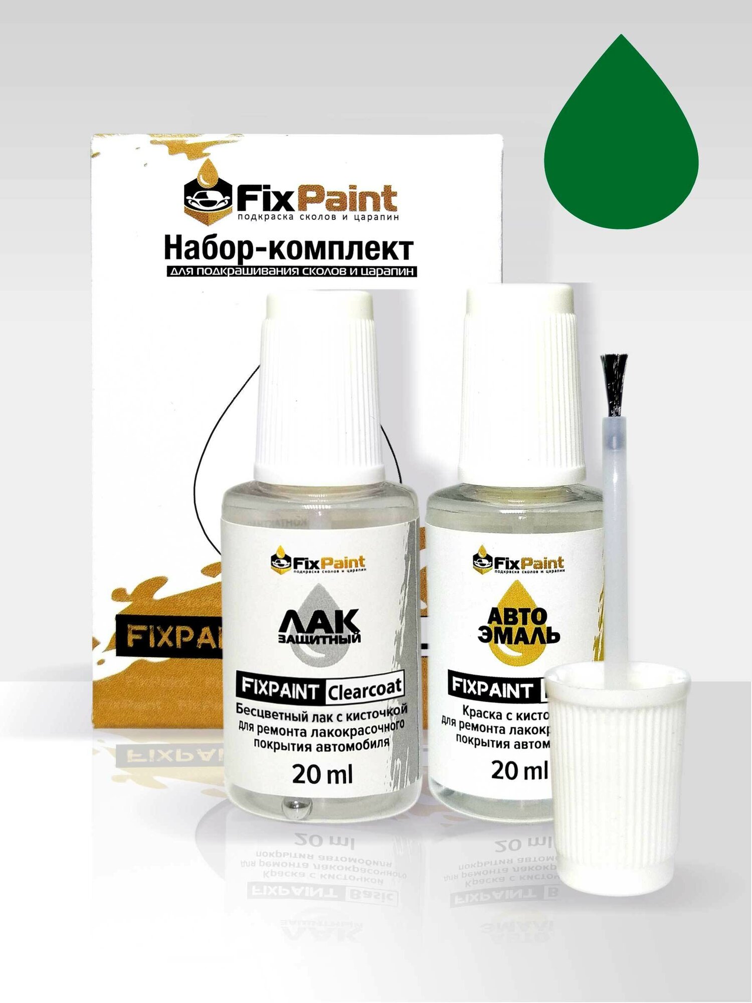 Подкраска VOLKSWAGEN, код R6029, MINZGRUEN, набор FixPaint Double, краска и лак для подкраски сколов и царапин