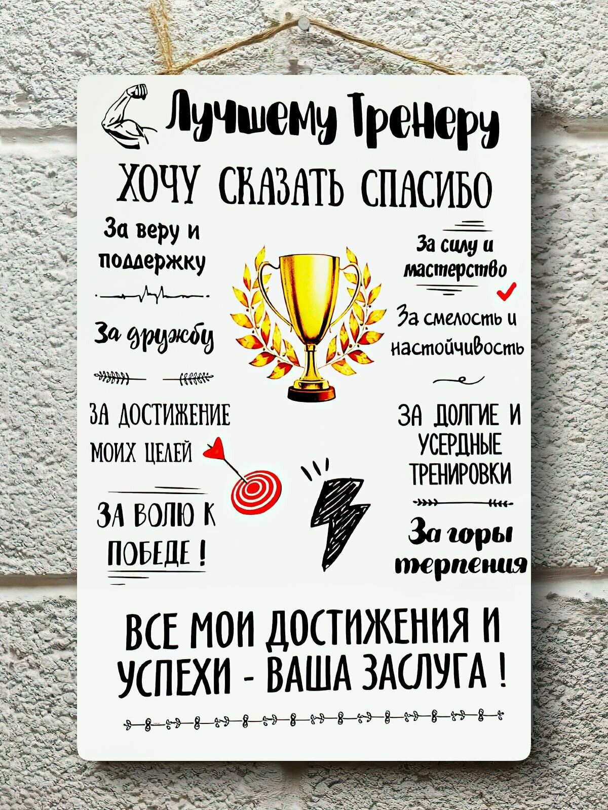 Правила тренера постер металлический интерьерный на стену табличка 20 см х 30 см подарок на 23 февраля
