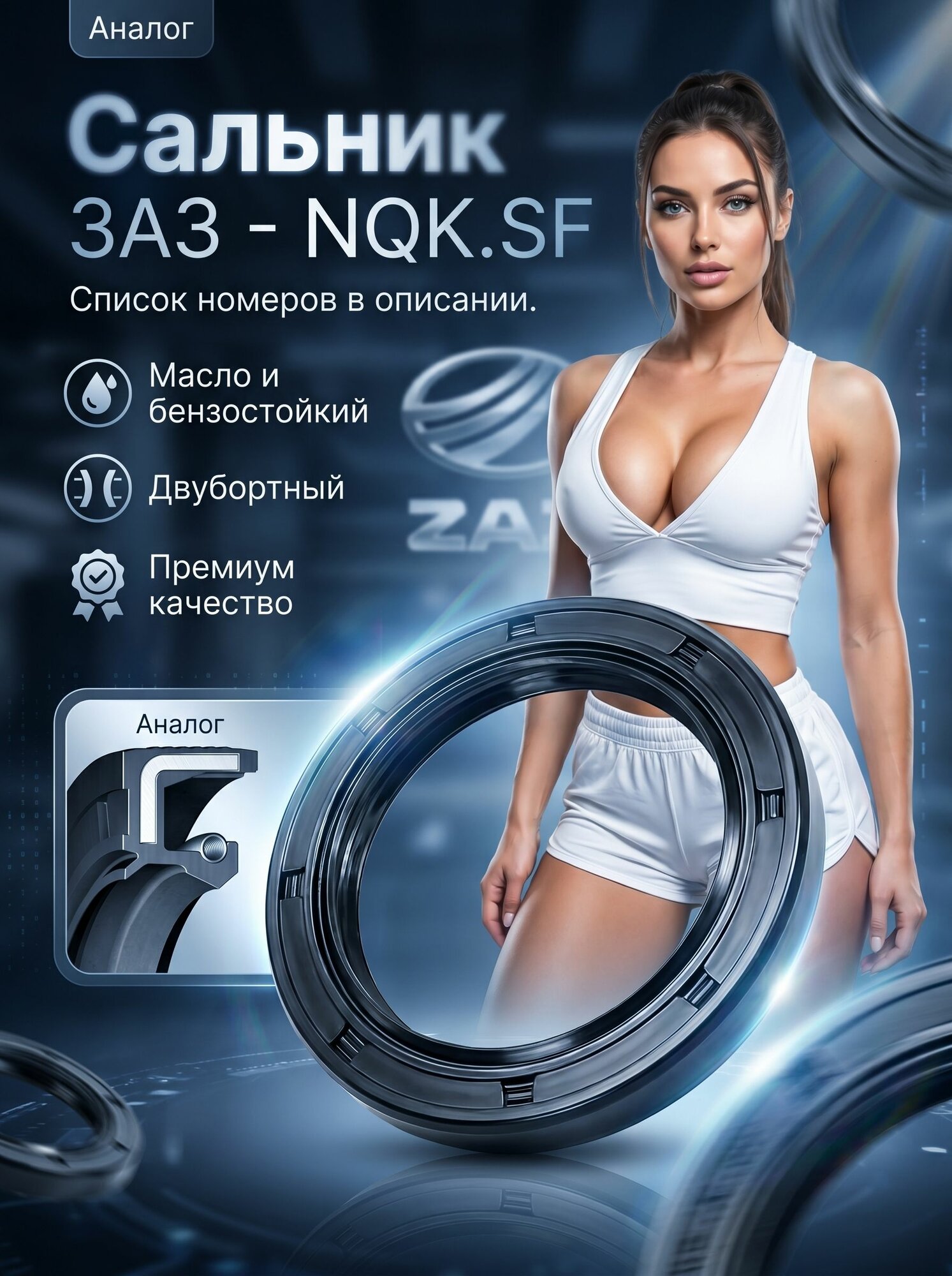 Сальник коленвала 440720 - NQK.SF на ЗАЗ CHANCE Хэтчбэк (TF_, TA_)