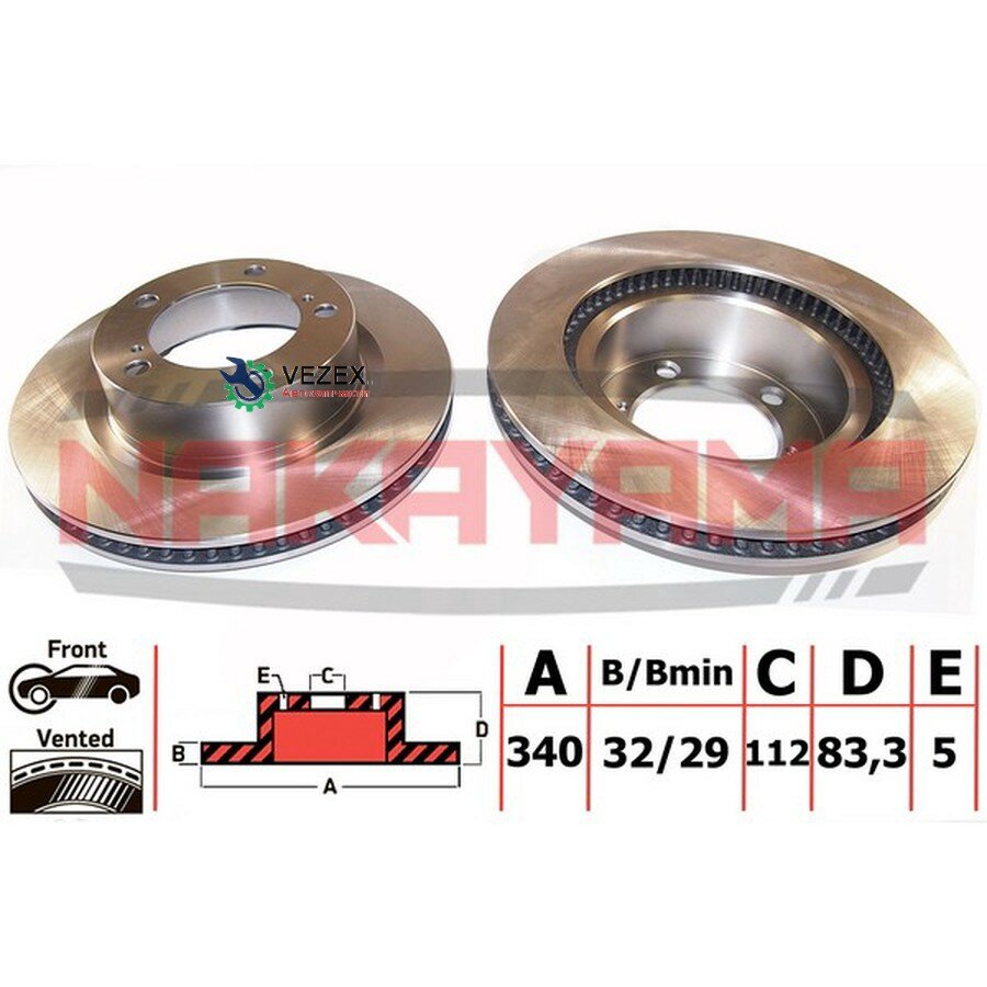 NAKAYAMA Q4860 Торм. диск передний вент. Toyota Land Cruiser 4.5D Q4860
