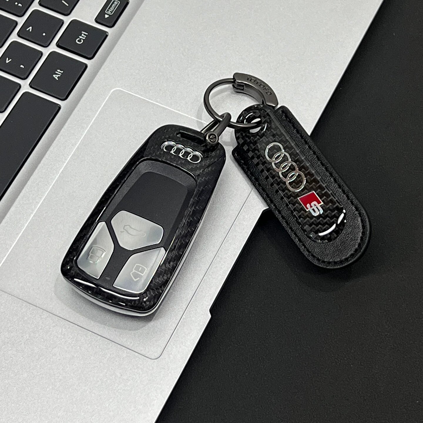 Карбоновая черная оболочка для ключа с тегом S из карбона для моделей Audi