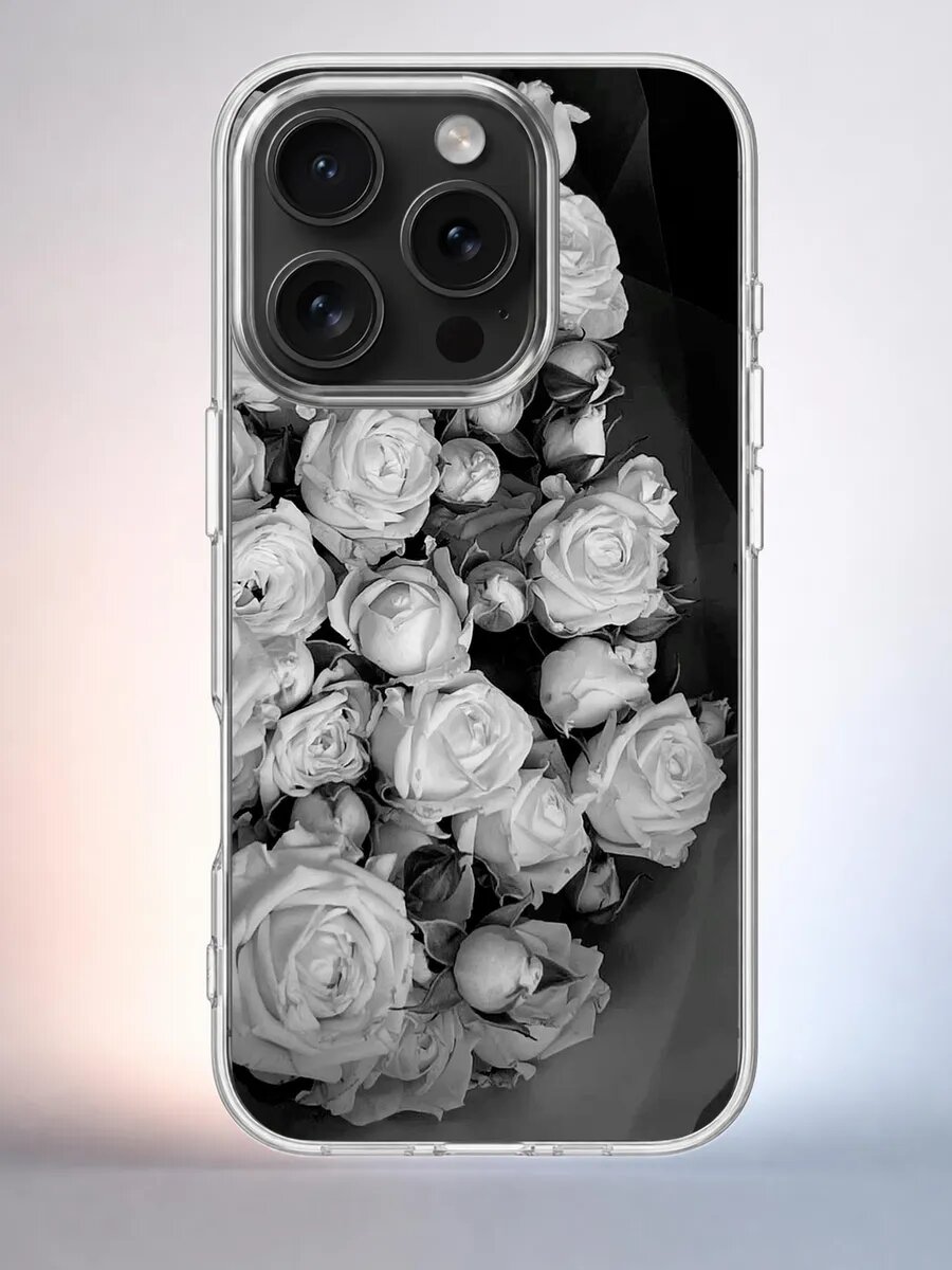 Чехол iPhone 15 Pro букет роз силиконовый